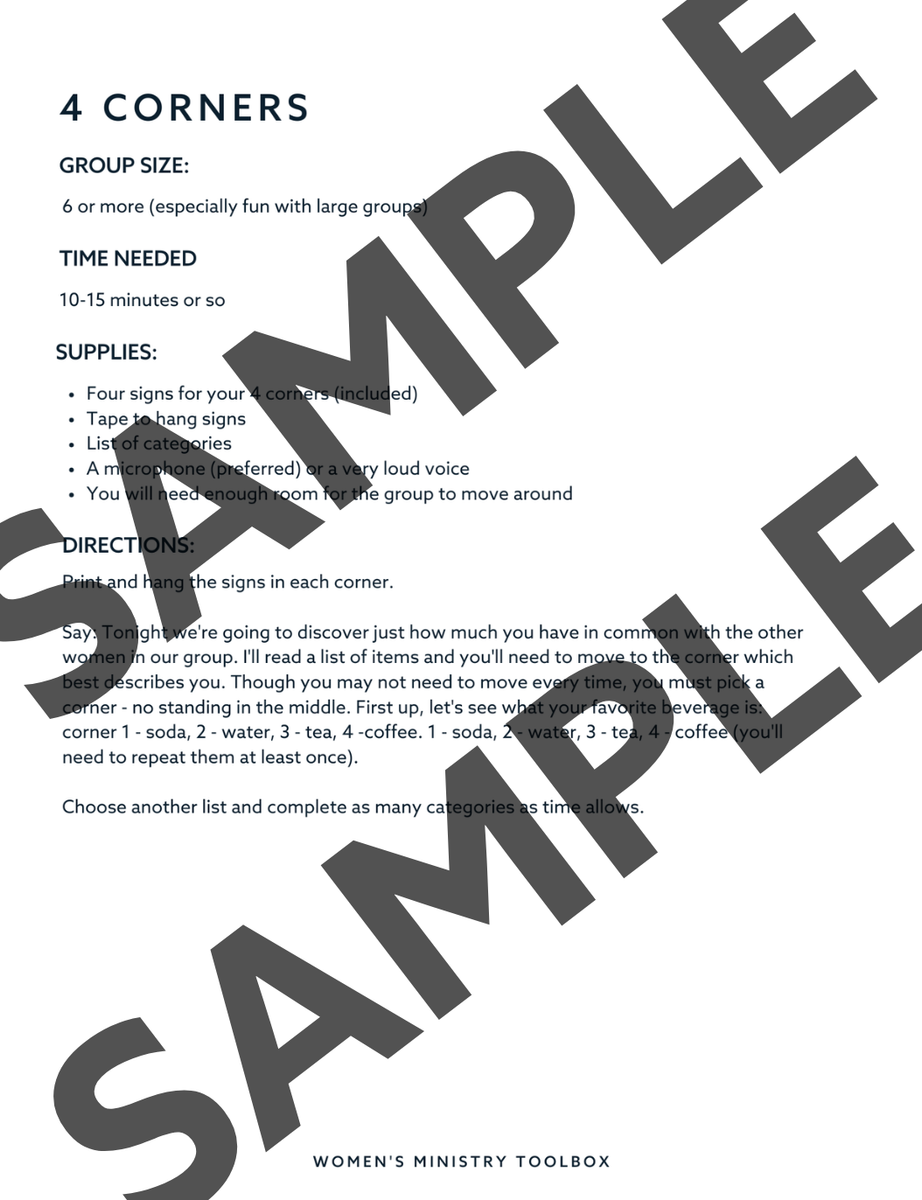 4 Corners Icebreaker Game – Women's Ministry Toolbox