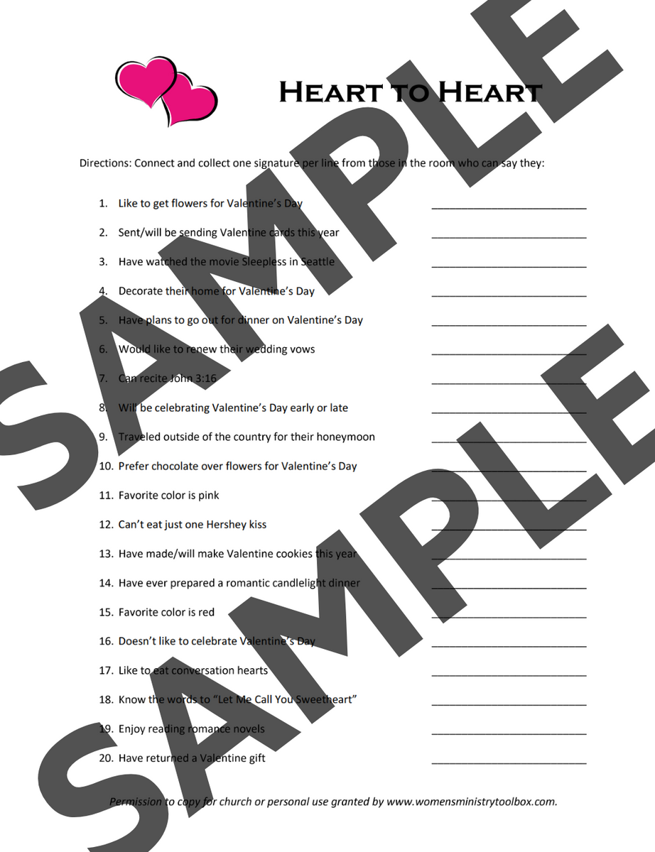 Heart to Heart Valentine Icebreaker Game – Women's Ministry Toolbox